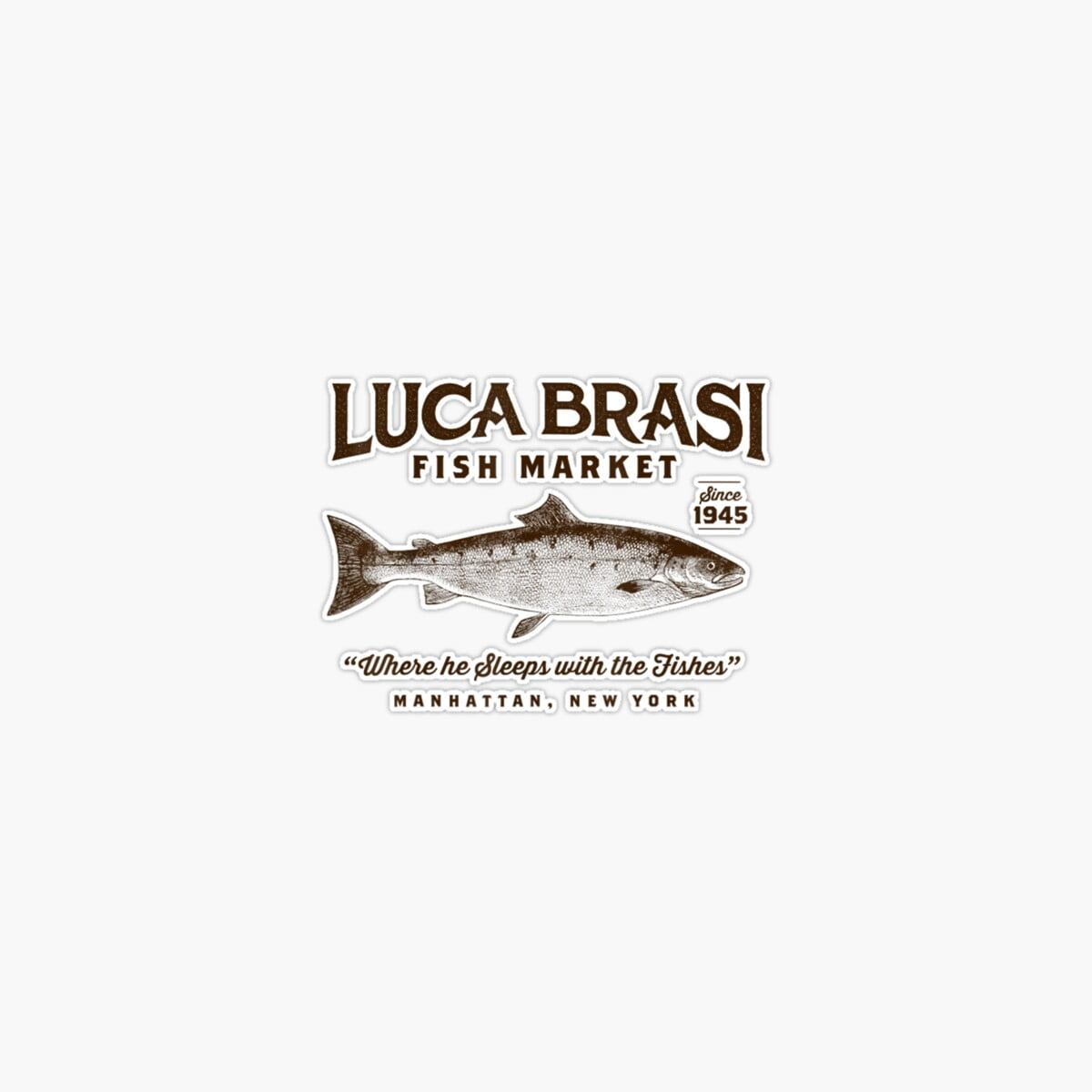 Onim Luca Brasi Fish Market Sticker, Phone Decal Water Bottle Stickers ...
