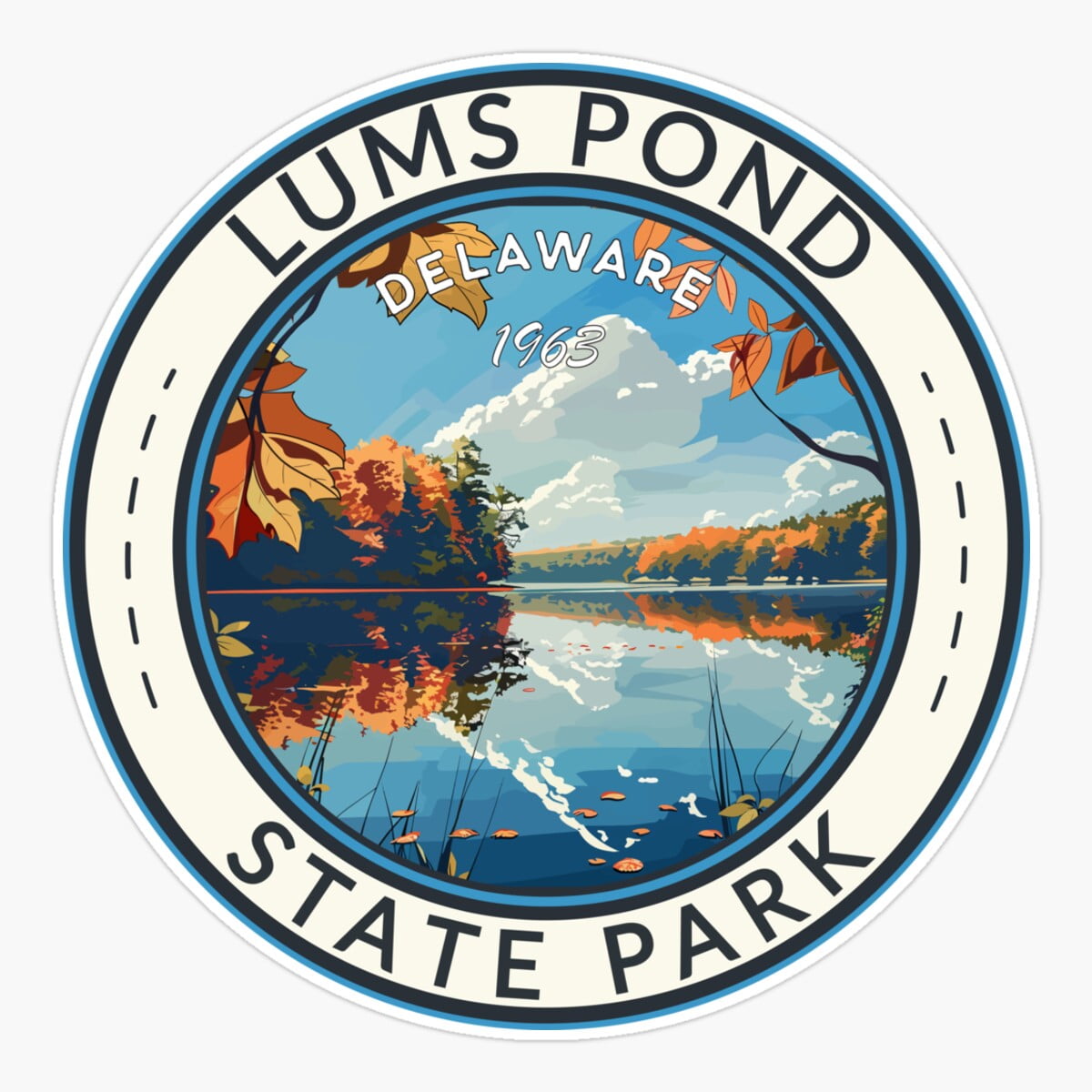 Onim Lums Pond State Park Delaware Travel Art Badge Sticker, Phone ...