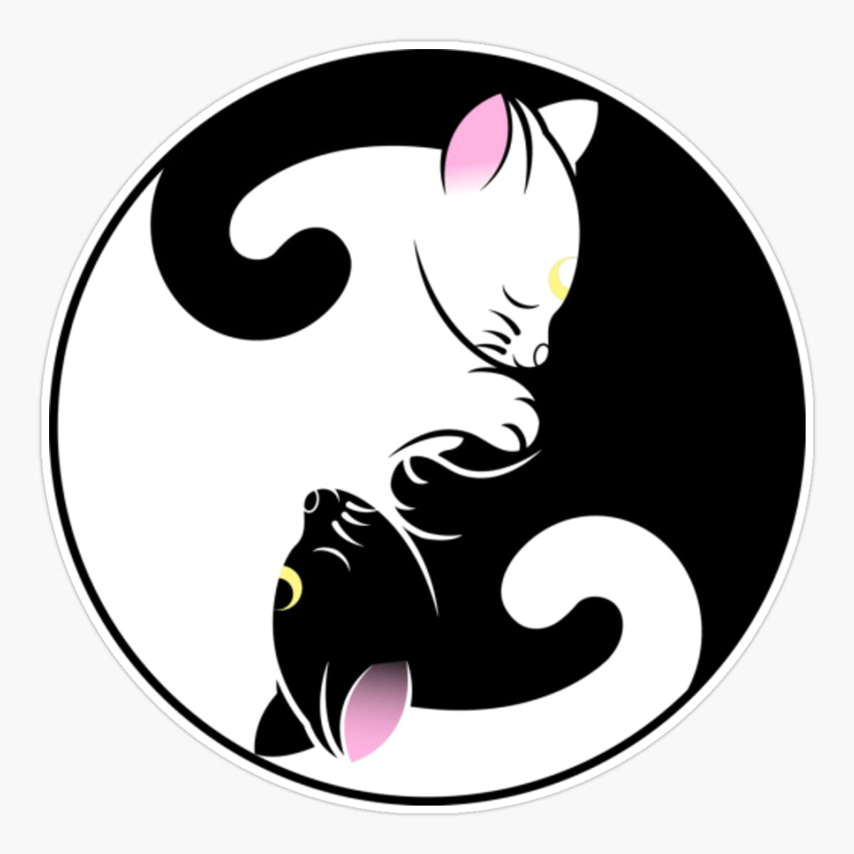 Onim Luna And Artemis Ying Yang Sticker, Phone Decal Water Bottle ...