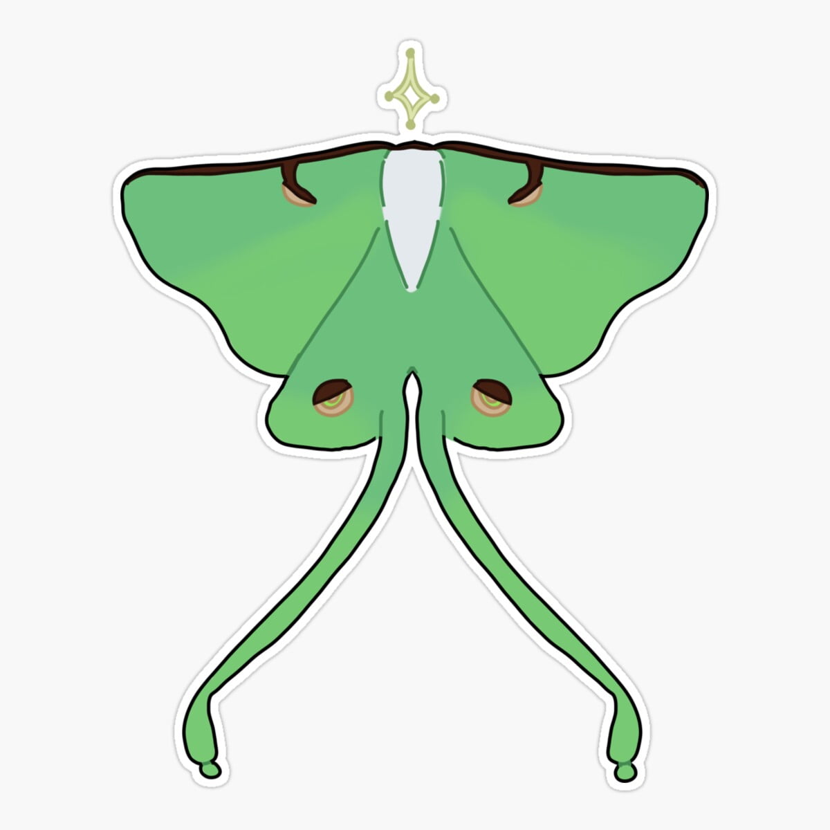 Onim Luna Moth Actias Luna Sticker, Phone Decal Water Bottle Stickers ...