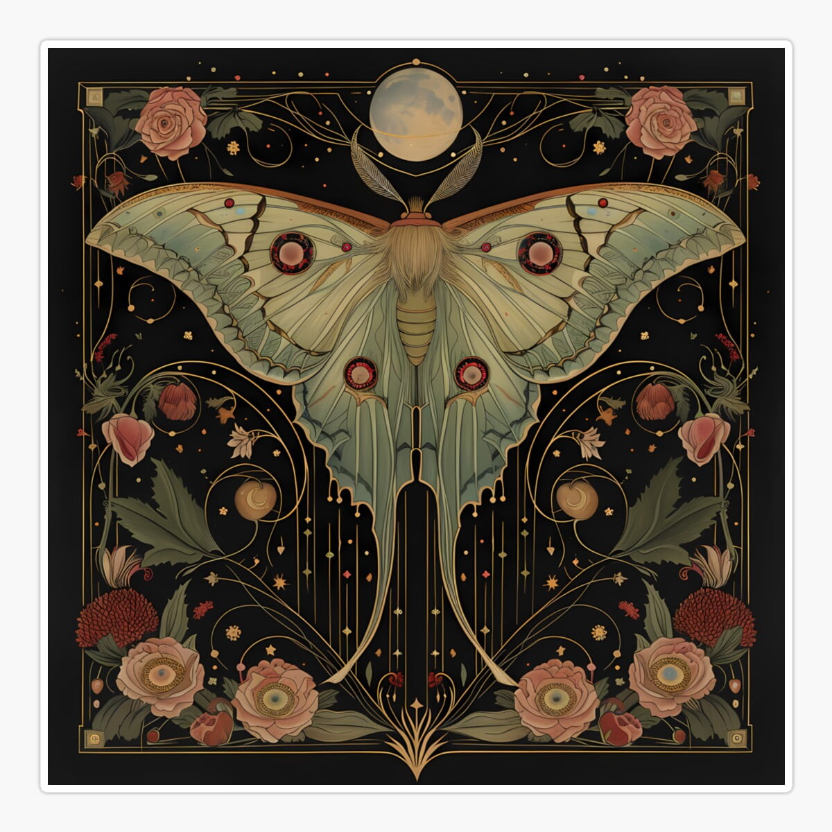 Onim Luna Moth Night Butterfly Dark Goth Fairy Garden Sticker, Phone ...