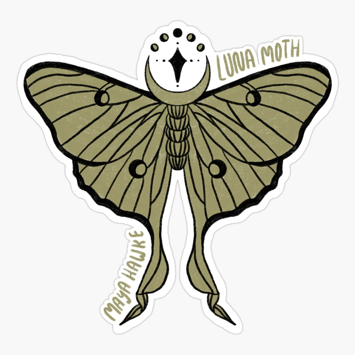 Onim Luna Moth Sticker, Phone Decal Water Bottle Stickers Car Decals ...