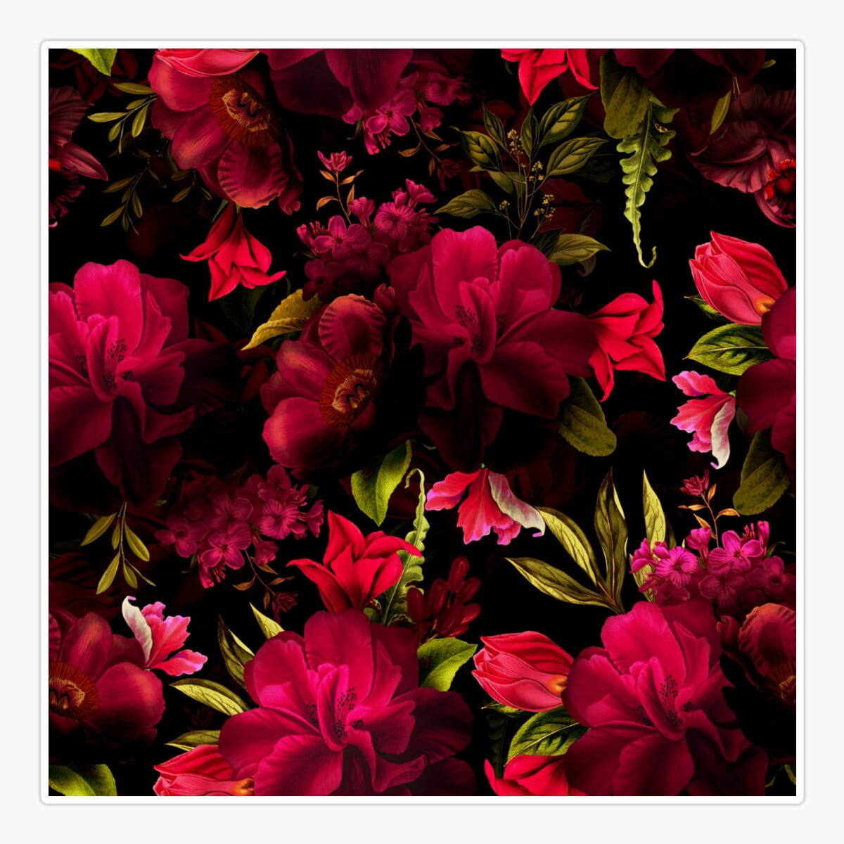 Onim Lush Baroque Dark Red Roses Botanical Night Garden Nightgarden ...