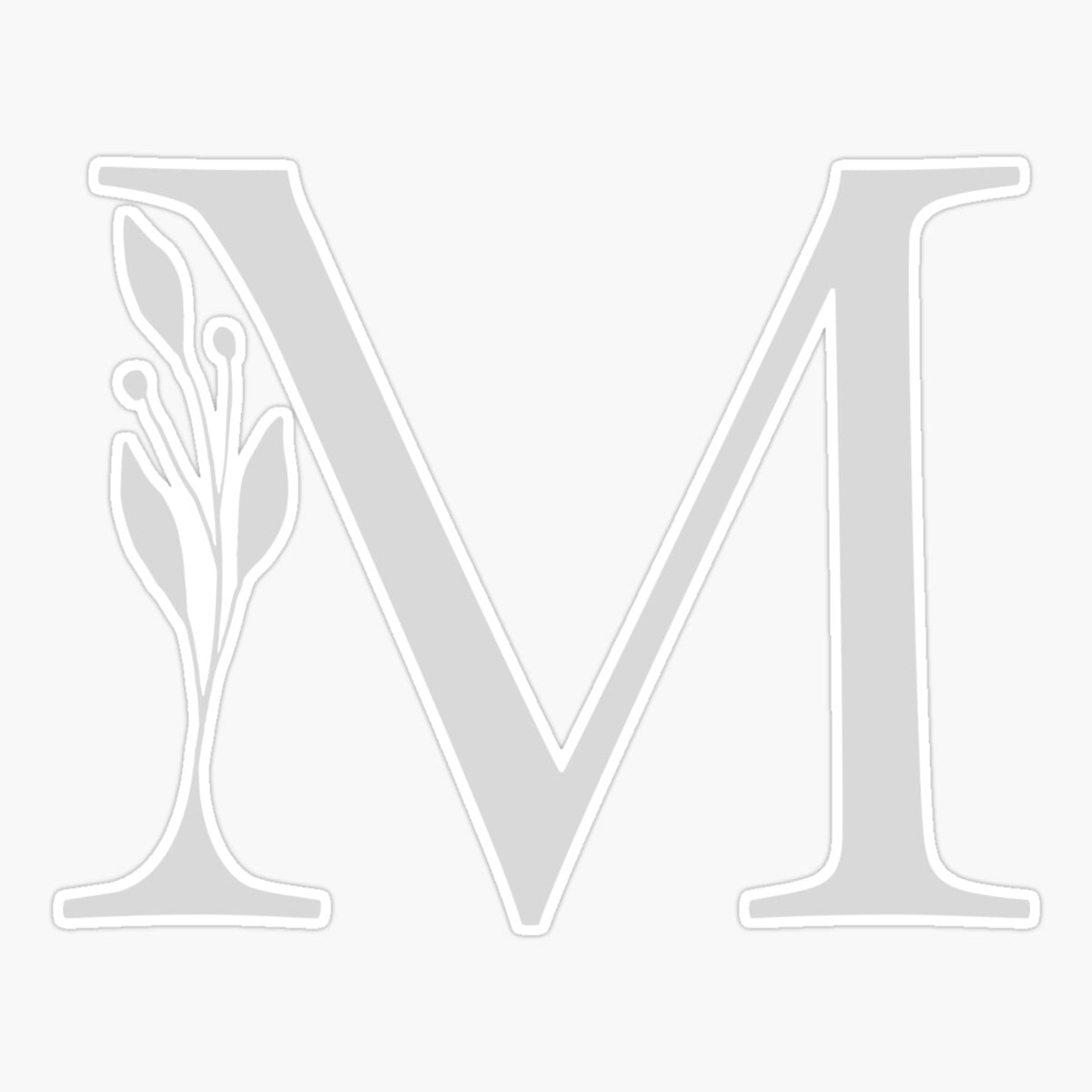 Onim M Botanical Monogram. Detailed Peony Drawing Sticker Sticker ...