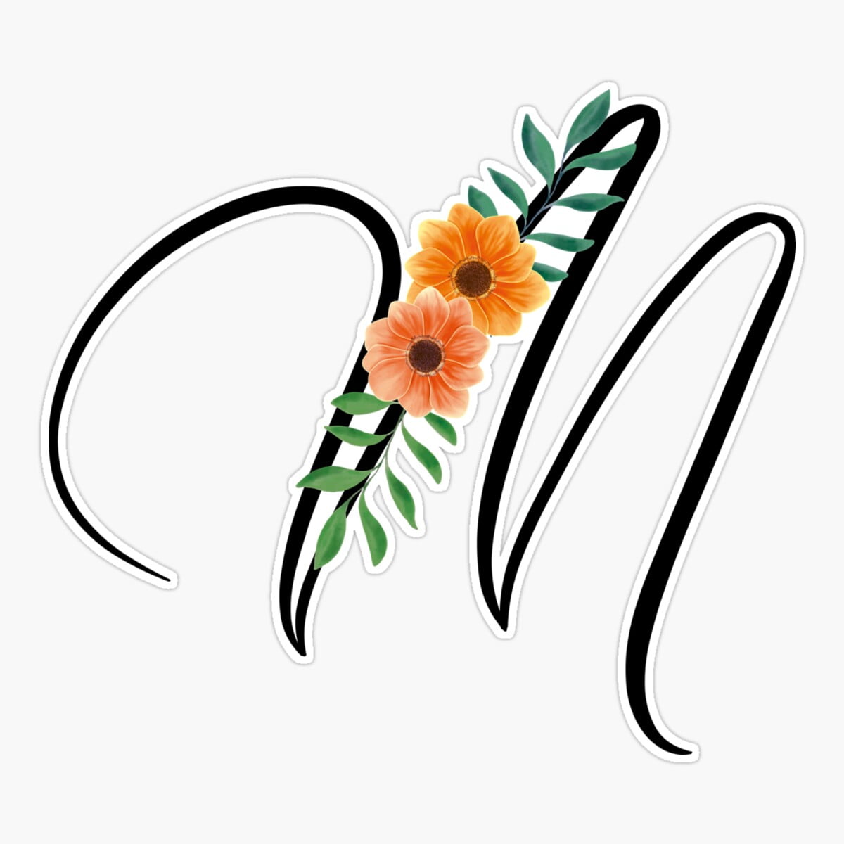 Onim M Floral Monogram With Anemones | Letter M Sticker, Phone Decal ...