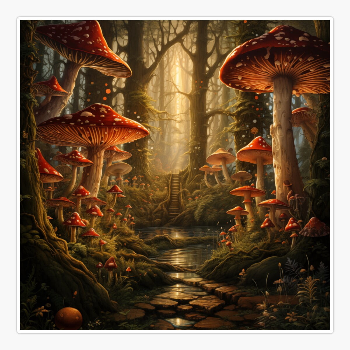 Onim Magical Mushroom Forest Sticker, Phone Decal Water Bottle Stickers ...