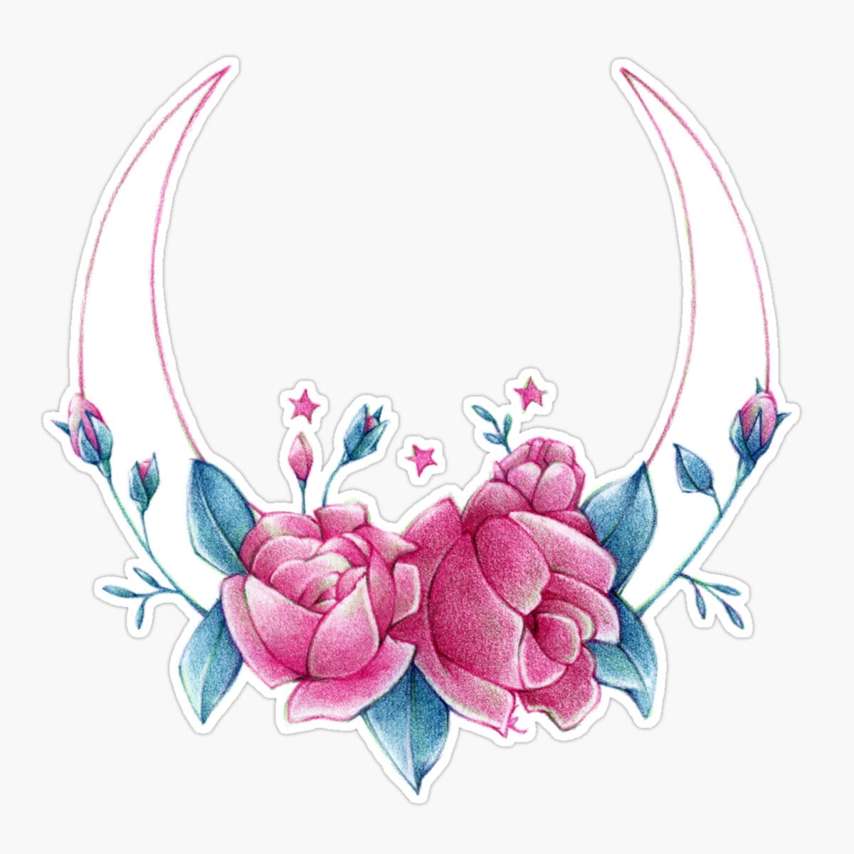 Onim Magical Pink Roses Sticker, Phone Decal Water Bottle Stickers Car ...