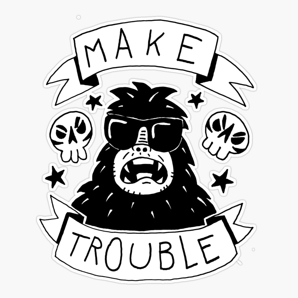 Onim Make Trouble - Anarchy Gorilla Sticker, Phone Decal Water Bottle ...
