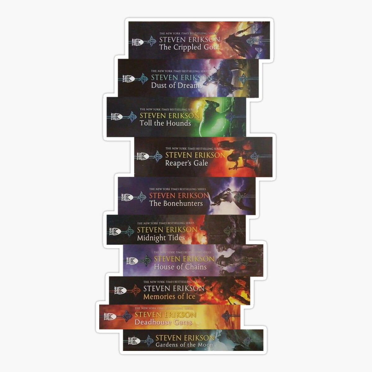 Onim Malazan Book Of The Fallen Book Stack Sticker, Phone Decal Water ...