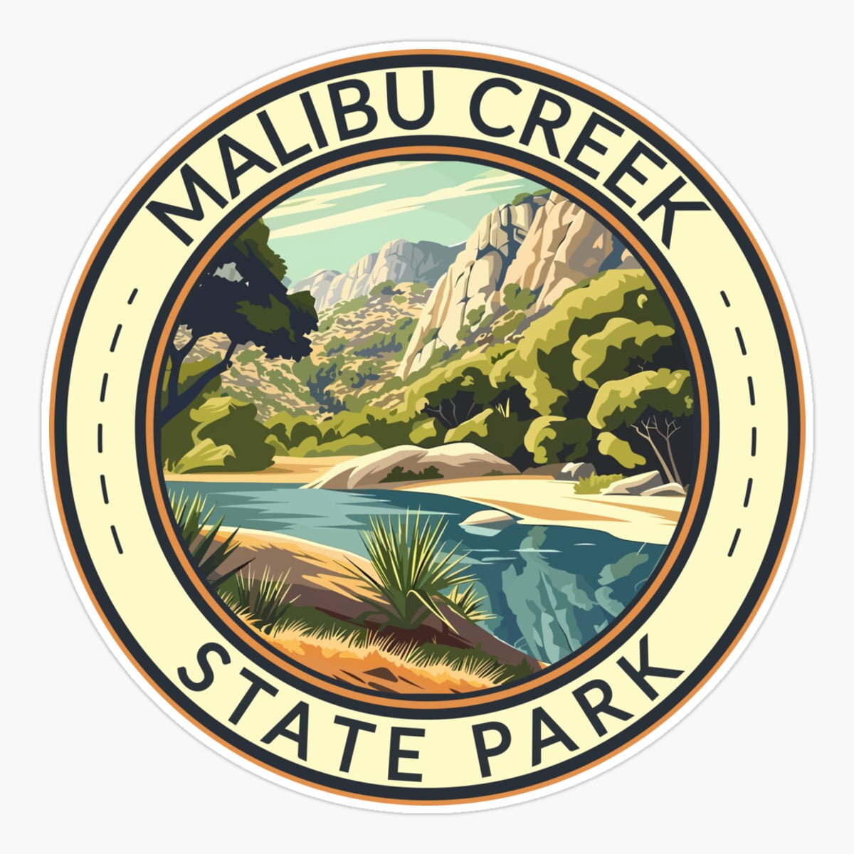 Onim Malibu Creek State Park California Travel Art Badge Sticker, Phone ...