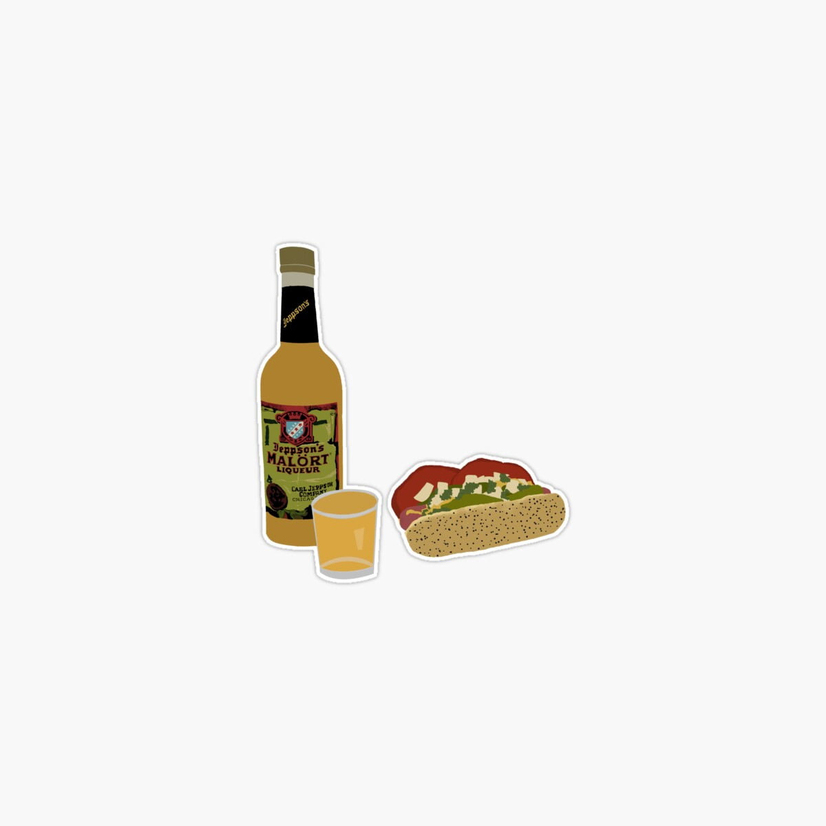 Onim Malort & Hot Dog Sticker, Phone Decal Water Bottle Stickers Car ...