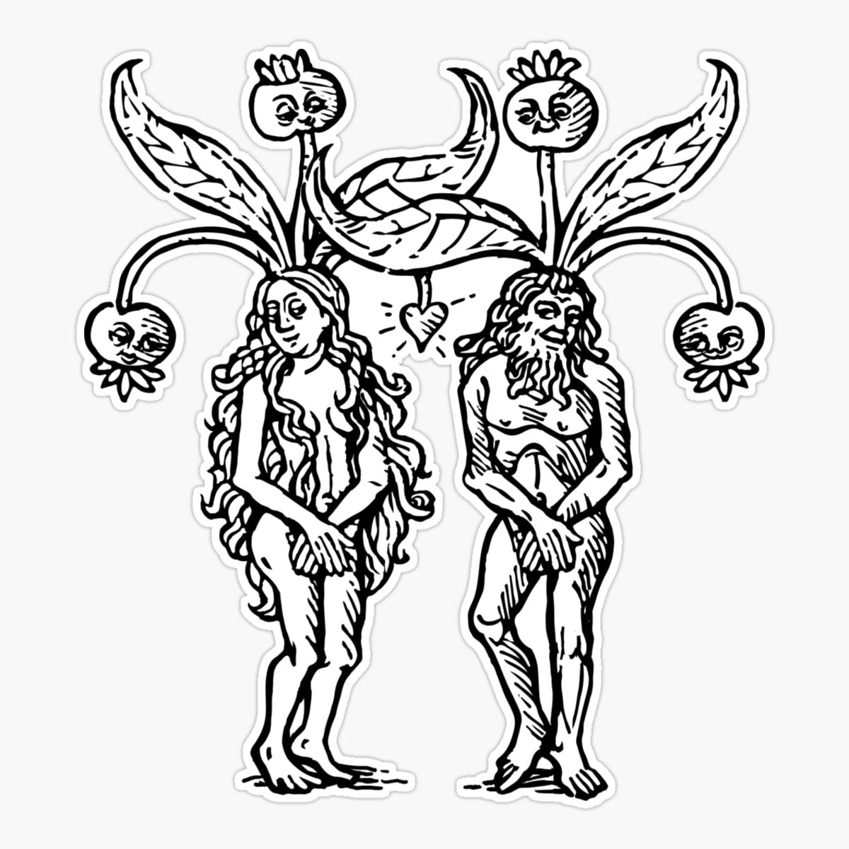 Onim Mandrake Couple Valentine Sticker, Phone Decal Water Bottle ...