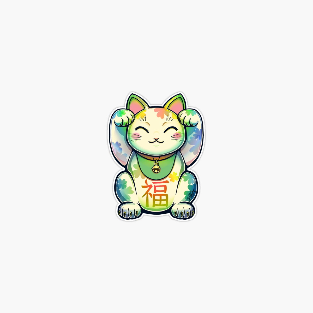 Onim Maneki Neko Lucky Sticker - Walmart.com