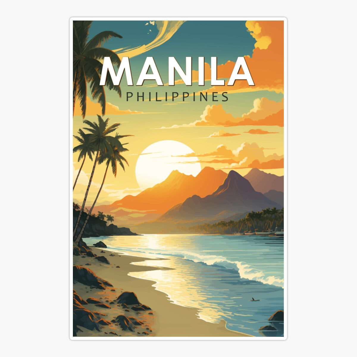 Onim Manila Philippines Travel Art Vintage Sticker, Phone Decal Water ...
