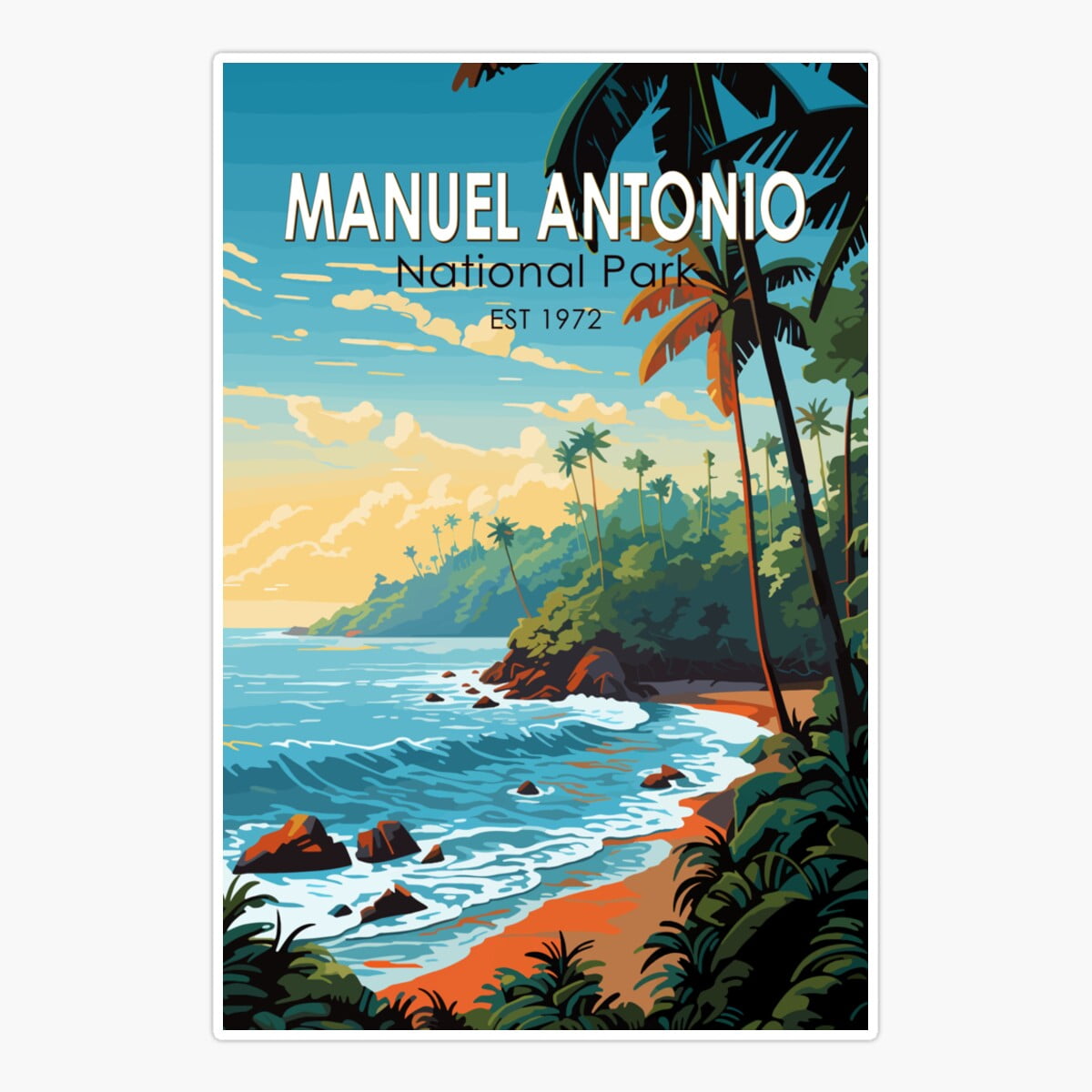 Onim Manuel Antonio National Park Travel Art Vintage Sticker, Phone ...