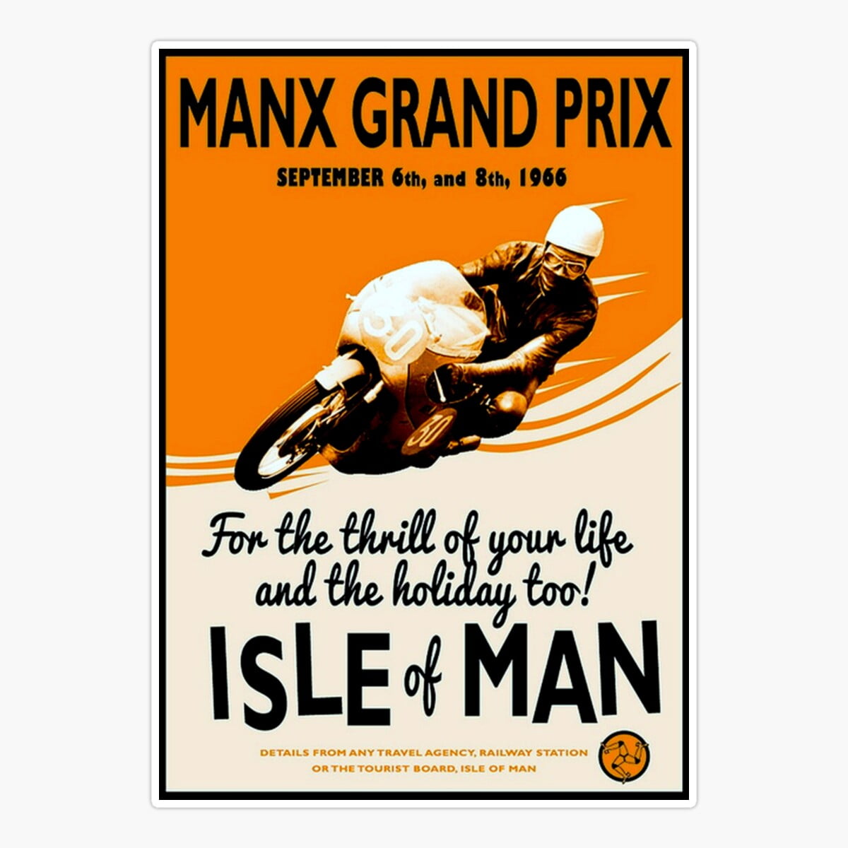 Onim Manx Grand Prix Motorcycle Racing Print Sticker, Phone Decal Water ...