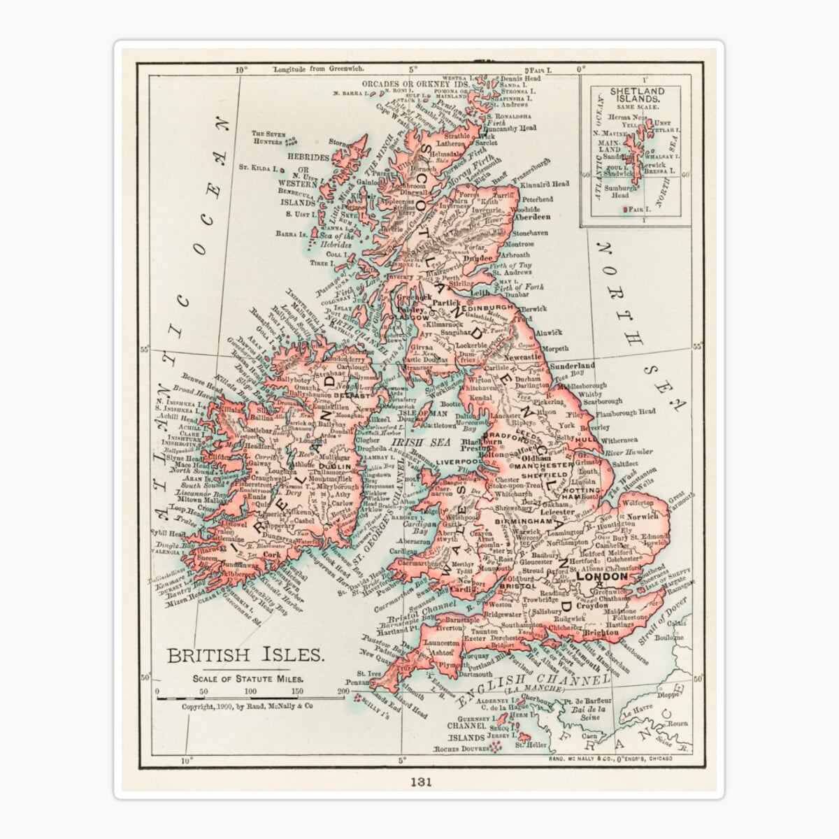 Onim Map Of The United Kingdom And Ireland Sticker, Phone Decal Water ...