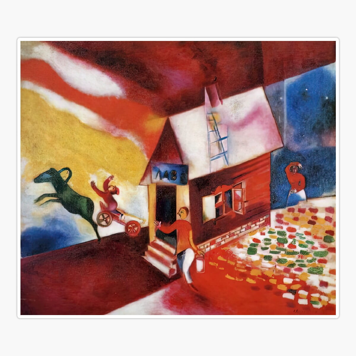 Onim Marc Chagall Surrealism Art Sticker, Phone Decal Water Bottle ...