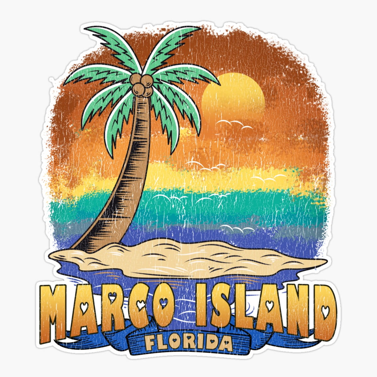 Onim Marco Island Florida | Vintage Distressed Souvenir Sticker, Phone ...