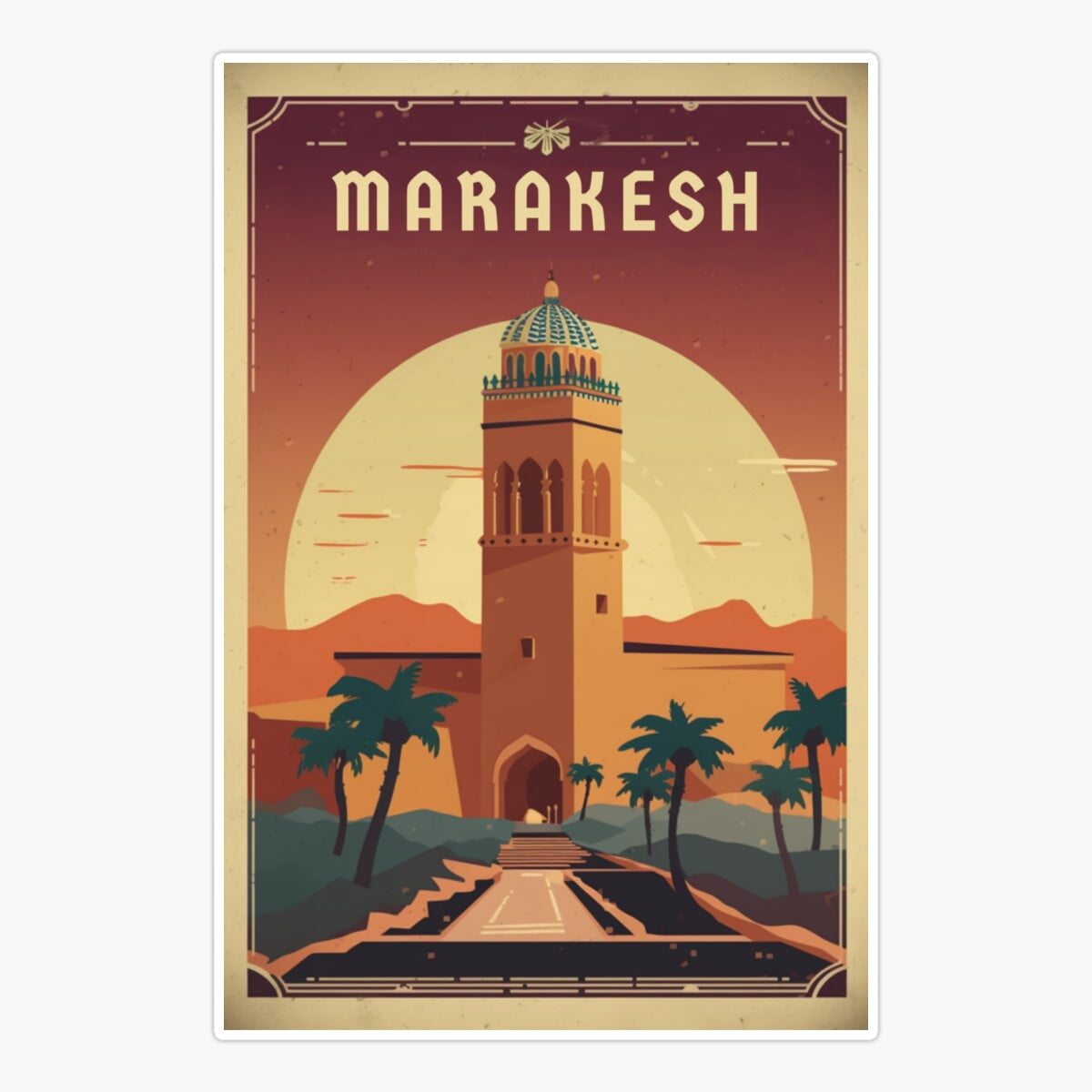 Onim Marrakesh Vintage Poster Sticker, Phone Decal Water Bottle ...
