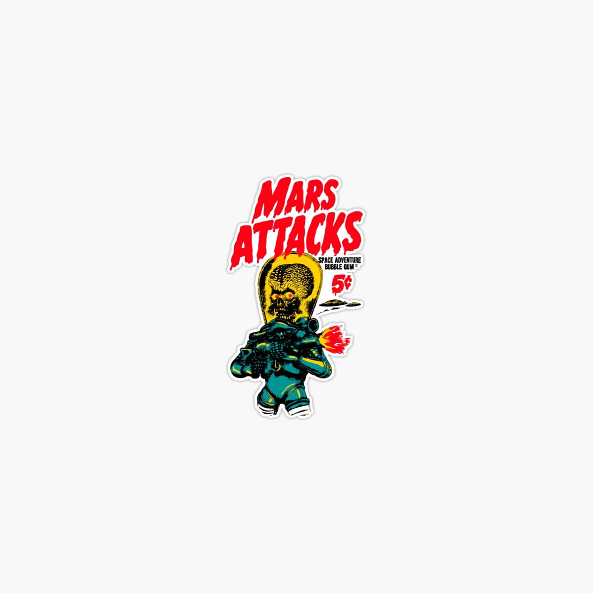 Onim Mars Attacks Vintage Bubble Gum Design Sticker - Walmart.com