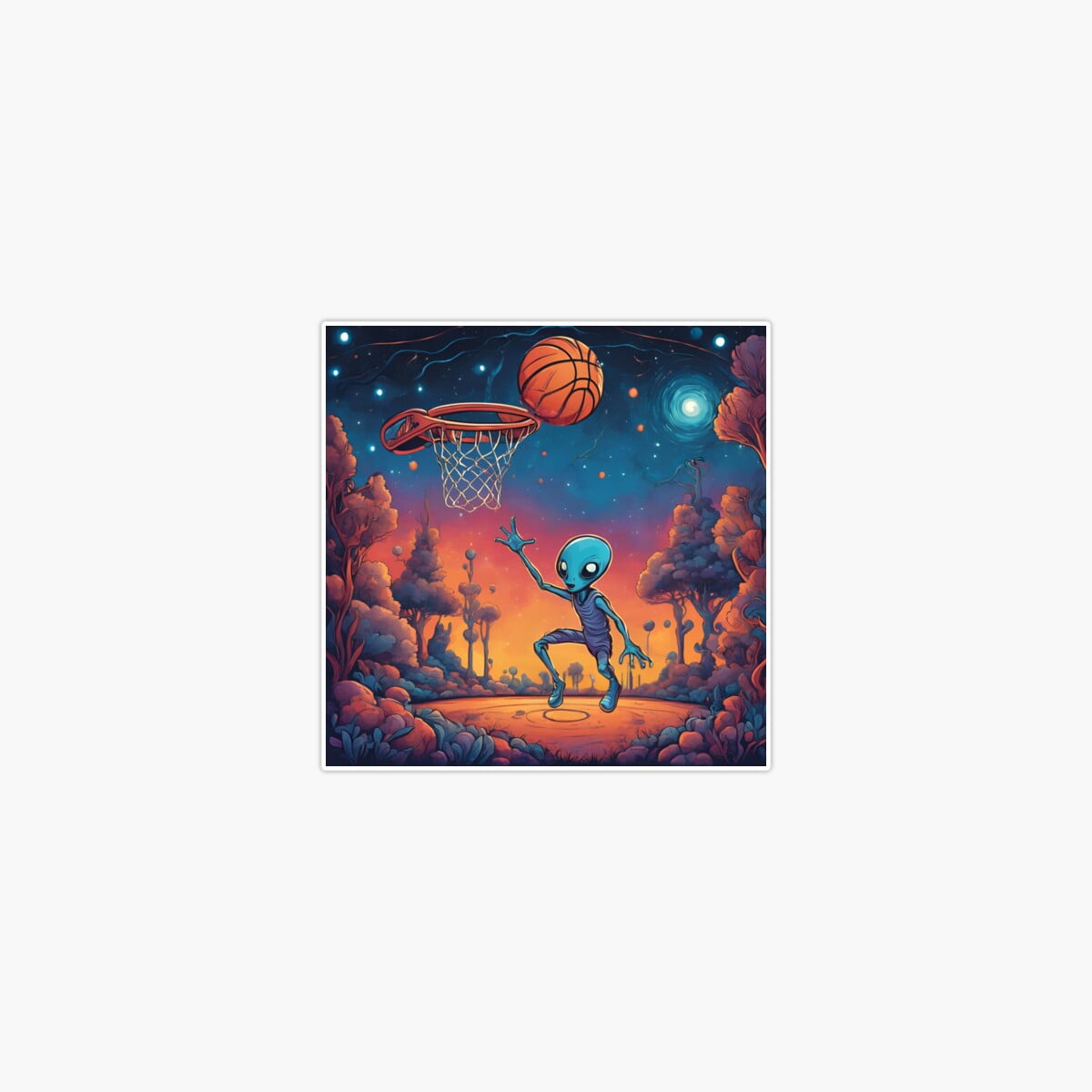 Onim Martial Baller, Alien Being Basketball Player Sticker, Phone Decal ...