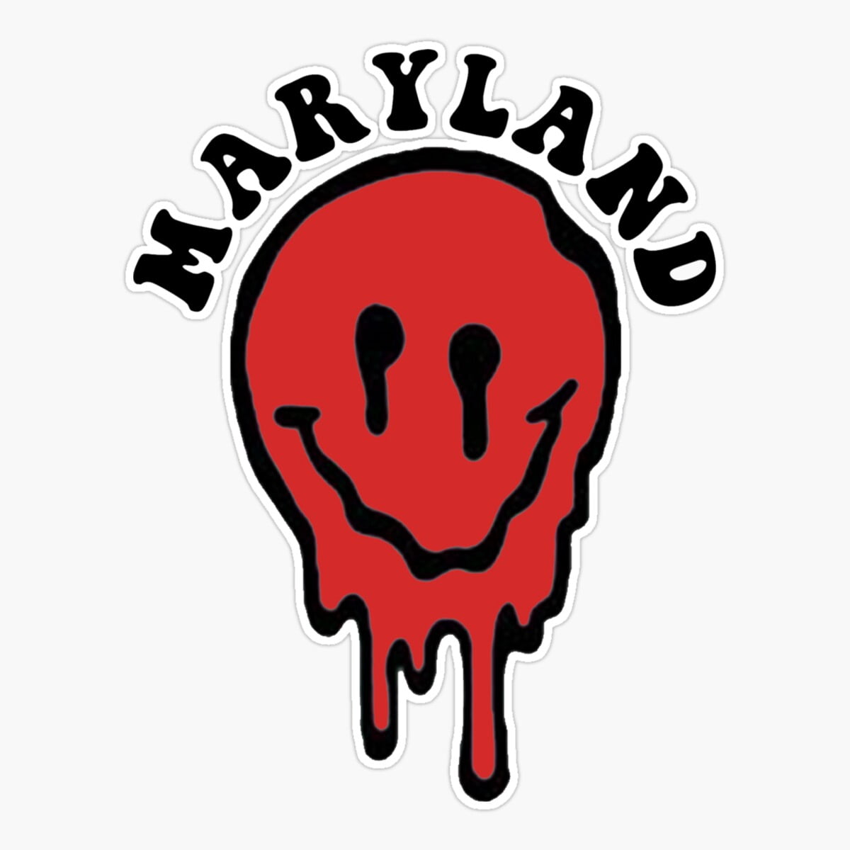 Onim Maryland Trippy Smiley Face Sticker, Phone Decal Water Bottle ...