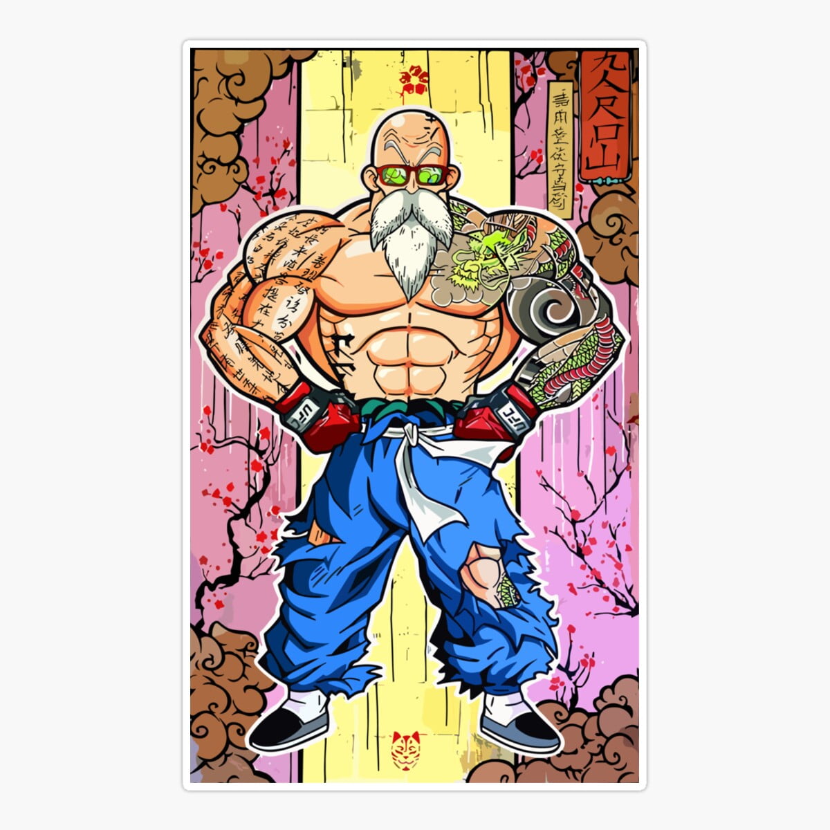 Onim Master Roshi Ufc - Japanese Tattoo Style Art Sticker, Phone Decal ...