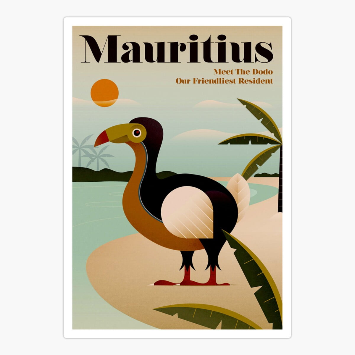 Onim Mauritius; Vintage Travel And Tourism Print Sticker, Phone Decal ...