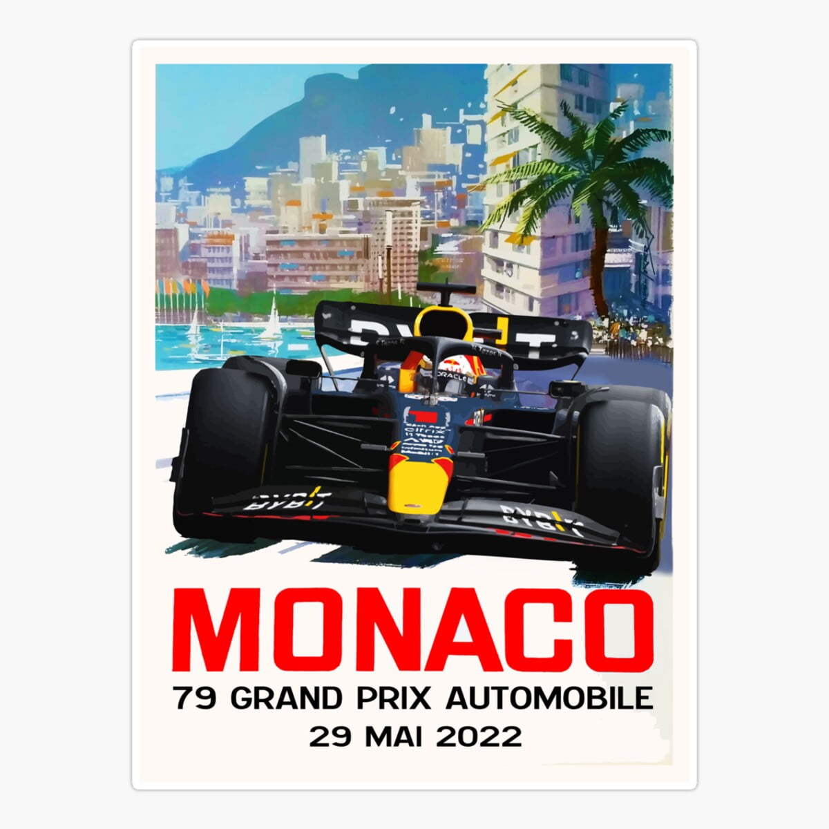 Onim Max Verstappen Monaco Gp 2022 Sticker, Phone Decal Water Bottle ...
