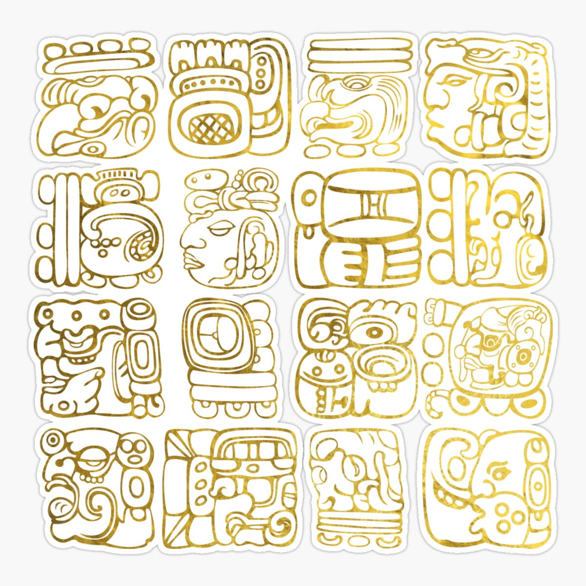 Onim Mayan And Aztec Glyphs Gold On Vintage Texture Sticker, Phone ...