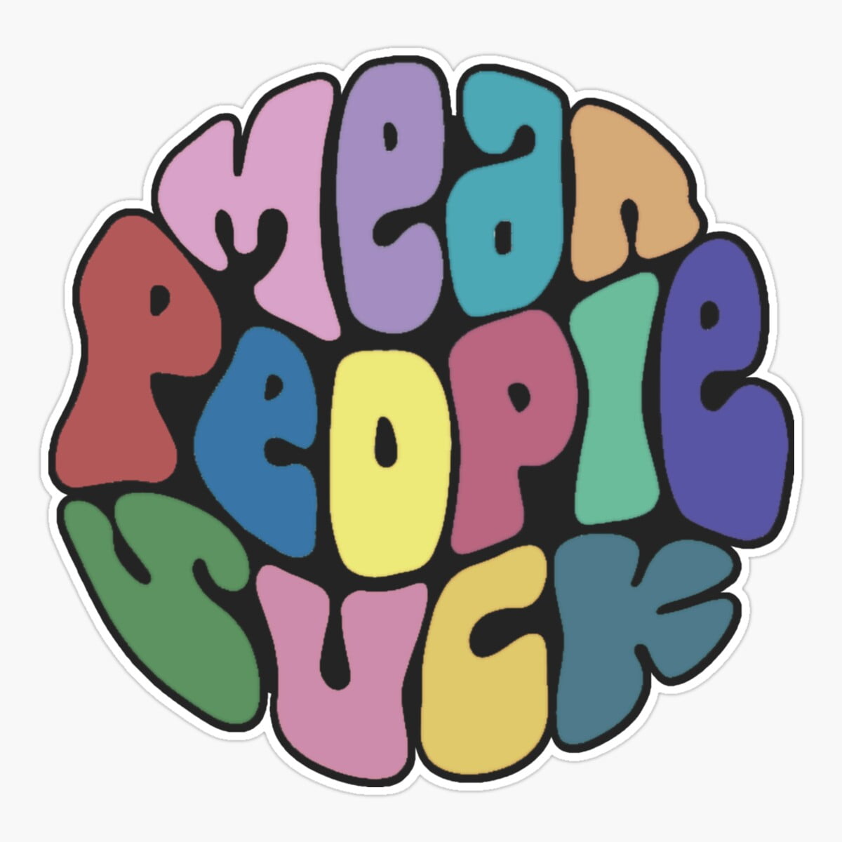 Onim Mean People Suck Word Art Sticker, Phone Decal Water Bottle ...