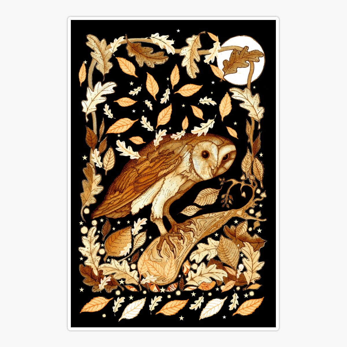 Onim Medieval Barn Owl Sticker, Phone Decal Water Bottle Stickers Car ...