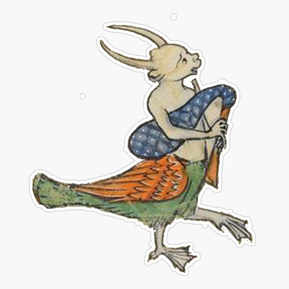 Onim Medieval Creature With Bagpipes Meme Sticker, Phone Decal Water ...
