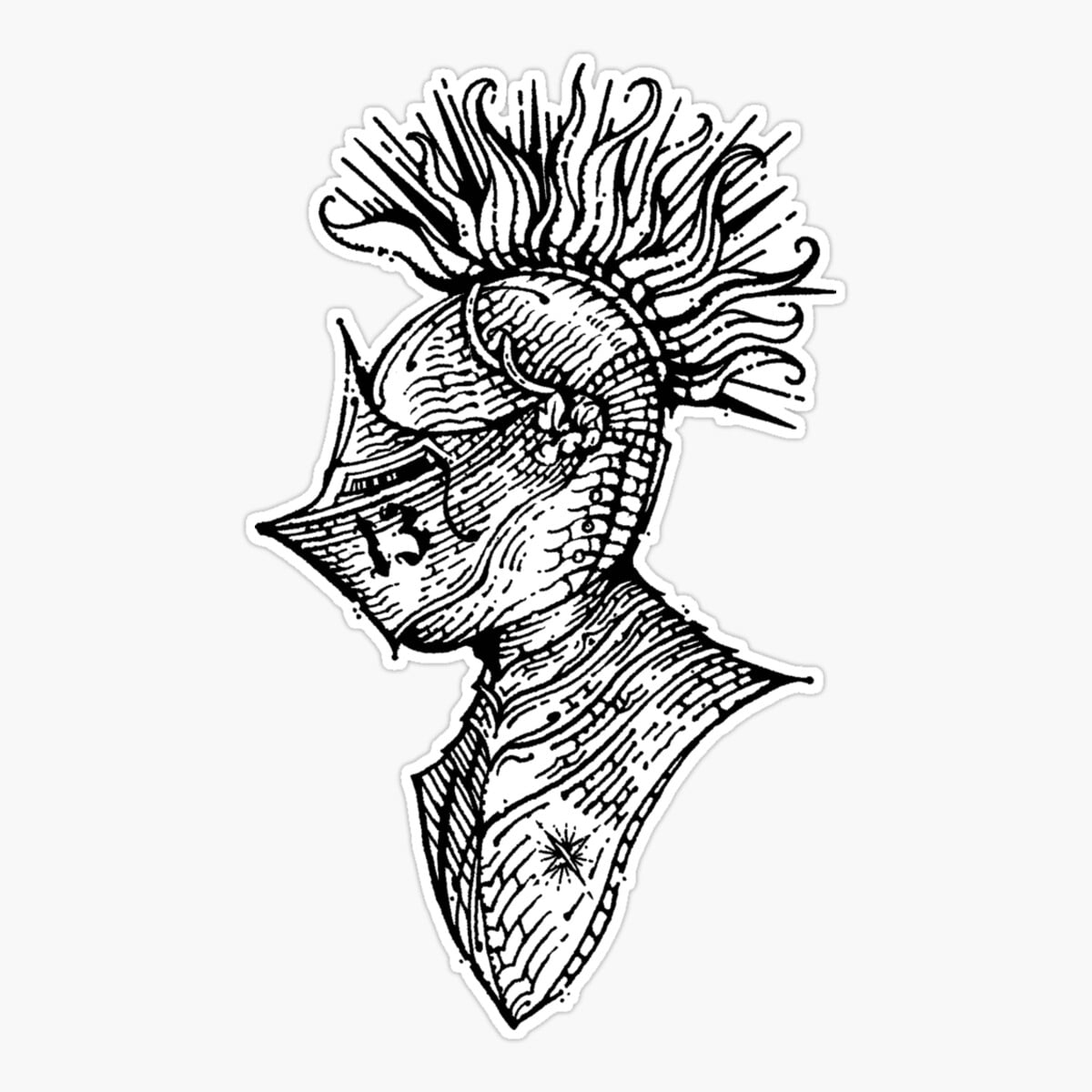 Onim Medieval Knight'S Helmet Sticker, Phone Decal Water Bottle ...