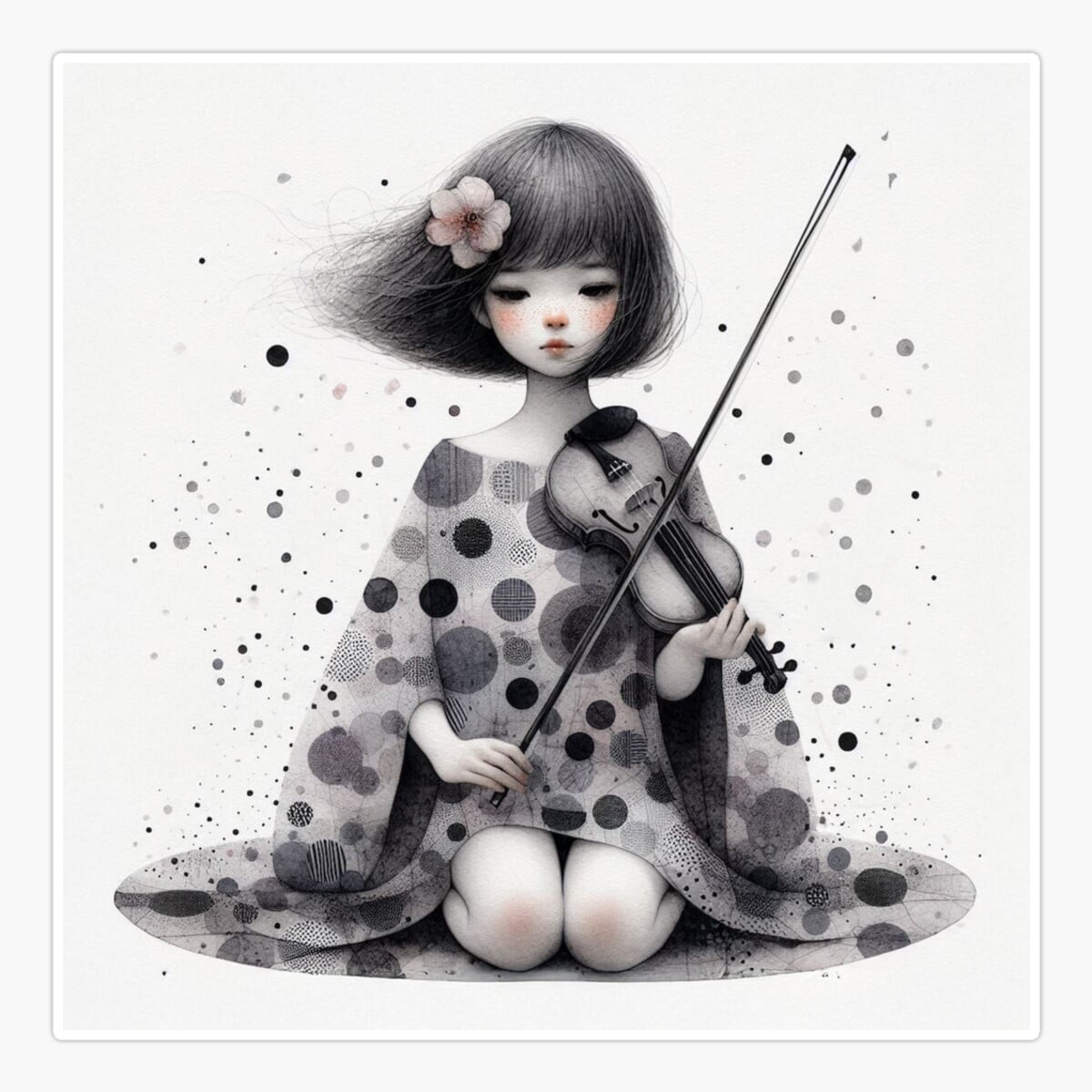 Onim Melancholy Girl Playing A Violin. Sticker, Phone Decal Water ...