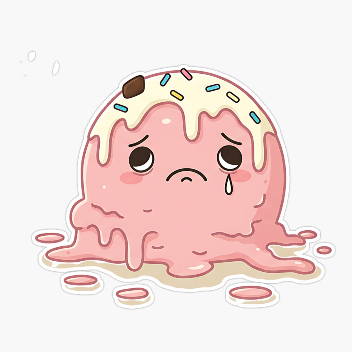 Onim Melting Sad Ice Cream Cartoon Sticker, Phone Decal Water Bottle ...