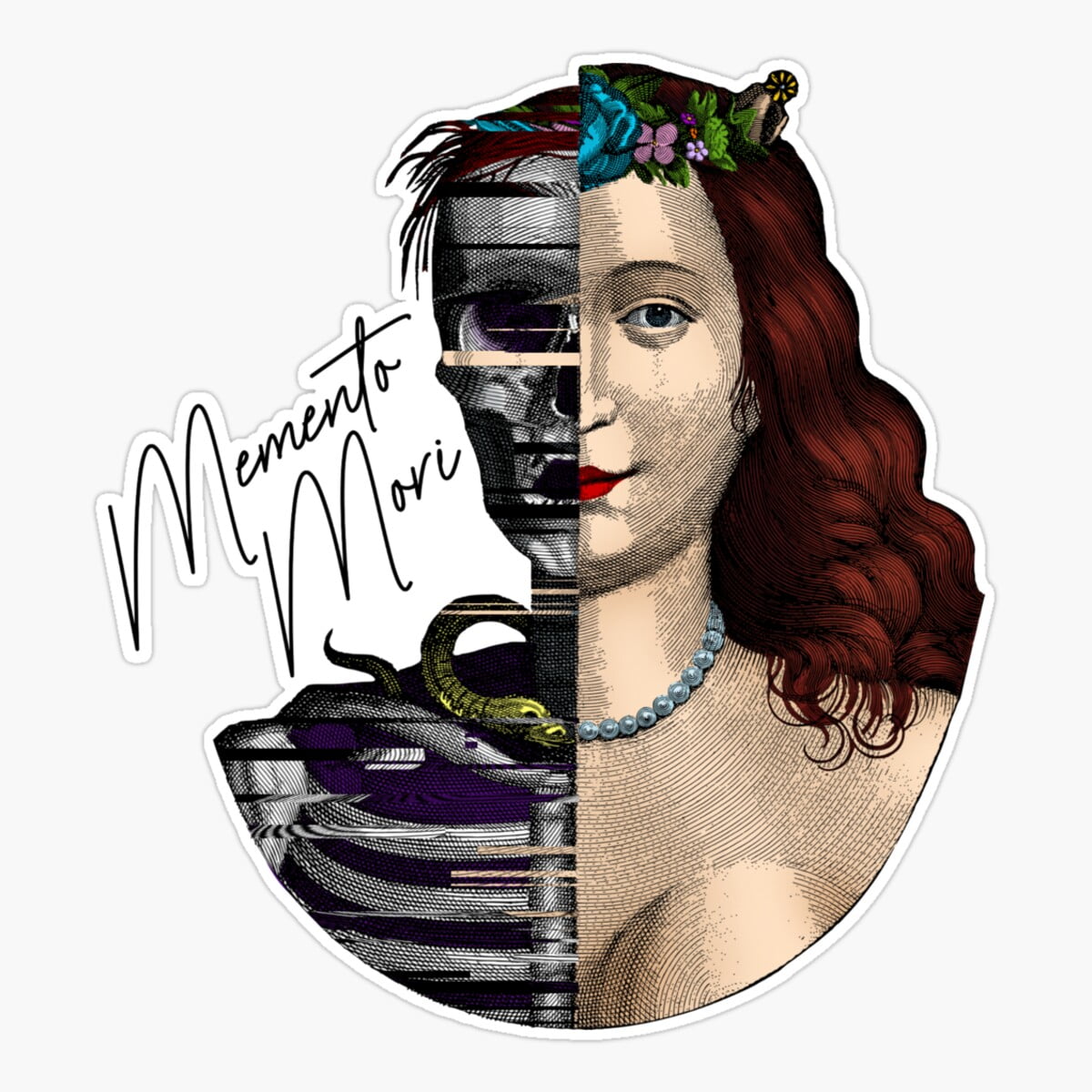 Onim Memento Mori Glitch 1 Sticker, Phone Decal Water Bottle Stickers Car Decals, Funny Birthday ...