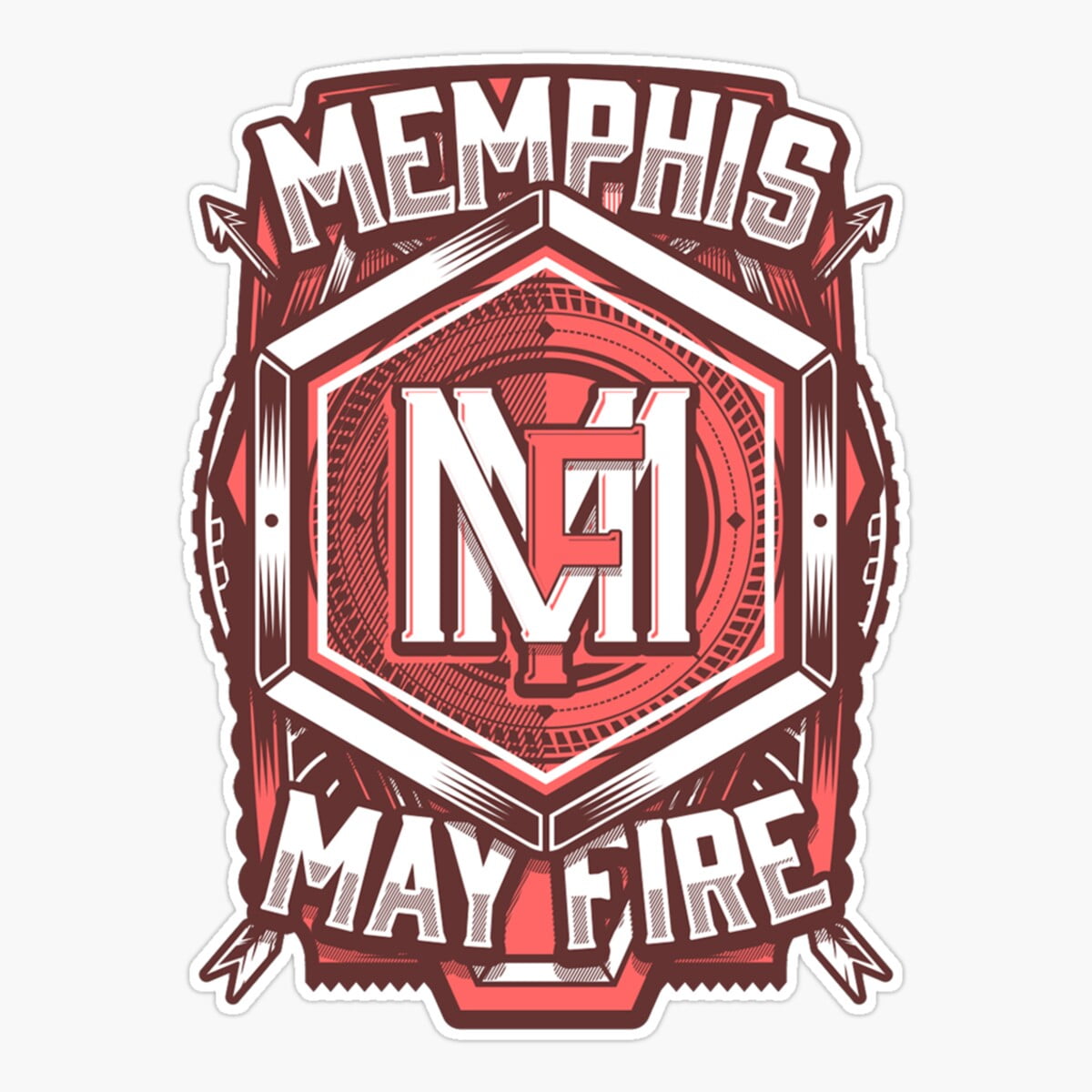 Onim Memphis May Fire Shield Sticker, Phone Decal Water Bottle Stickers ...