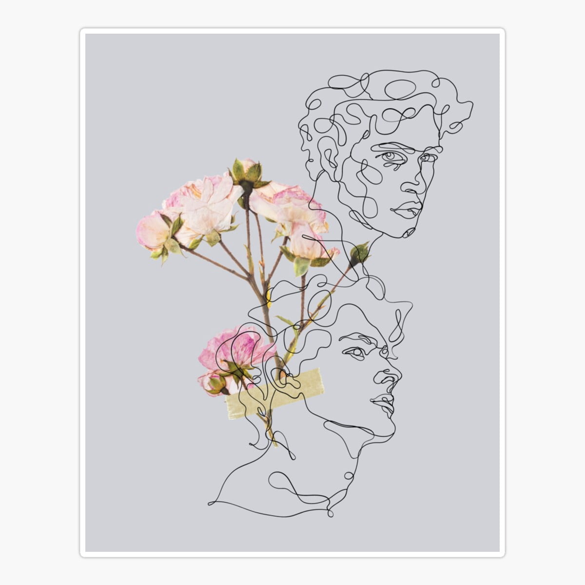 Onim Men Outline And Flowers Sticker, Phone Decal Water Bottle Stickers ...