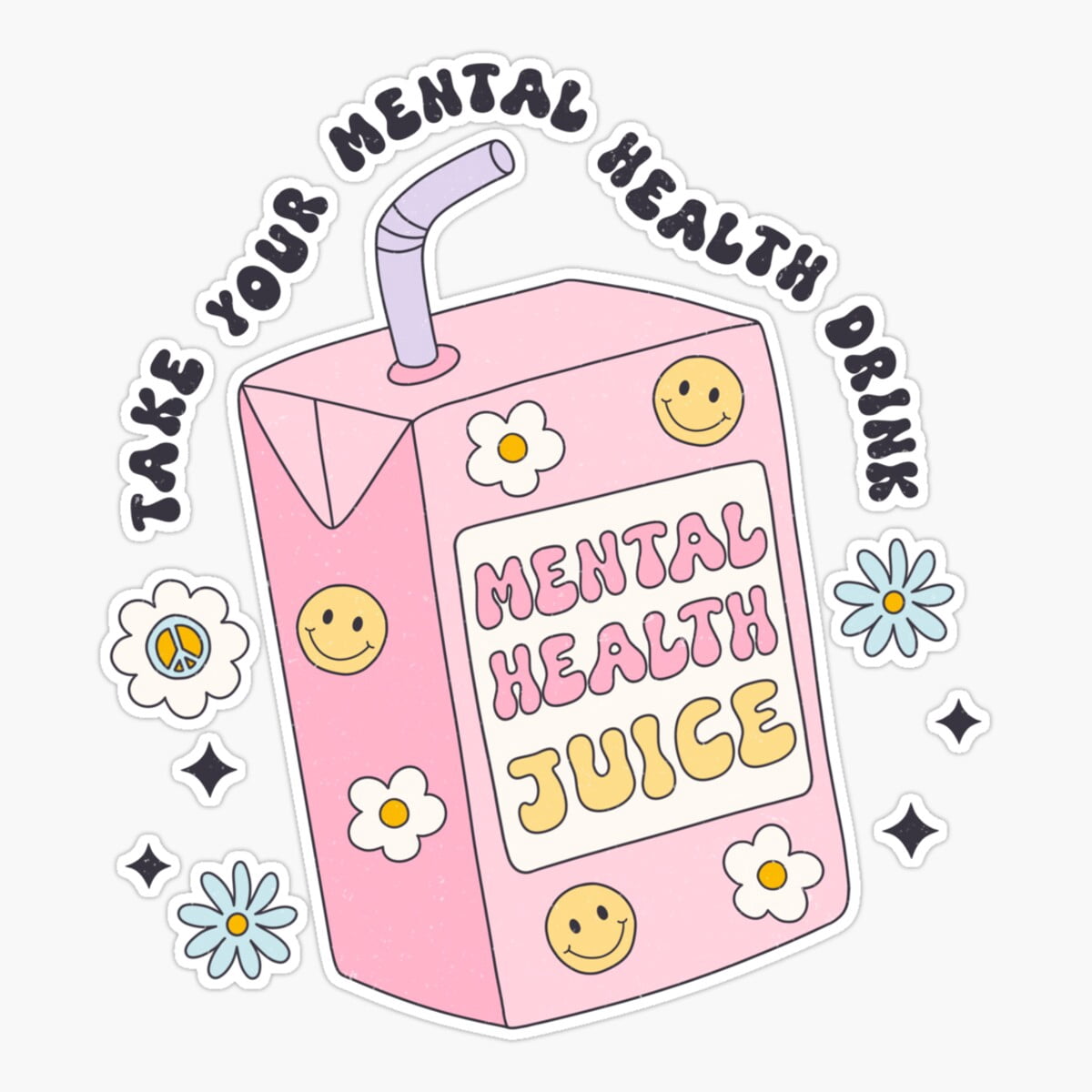 Onim Mental-Health-Juice Sticker, Phone Decal Water Bottle Stickers Car ...