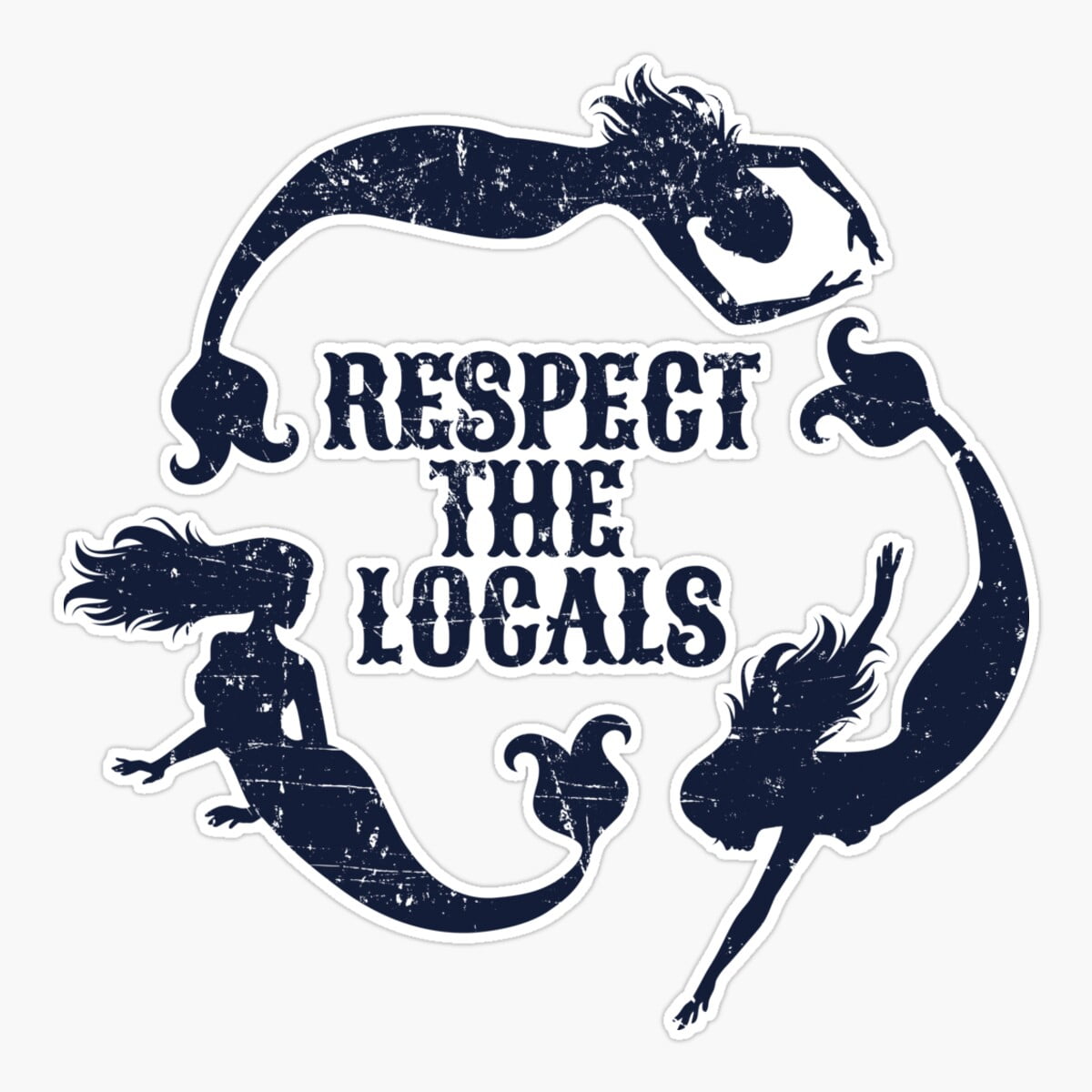 Onim Mermaids Respect The Locals Retro Vintage Mermaid Sticker, Phone ...