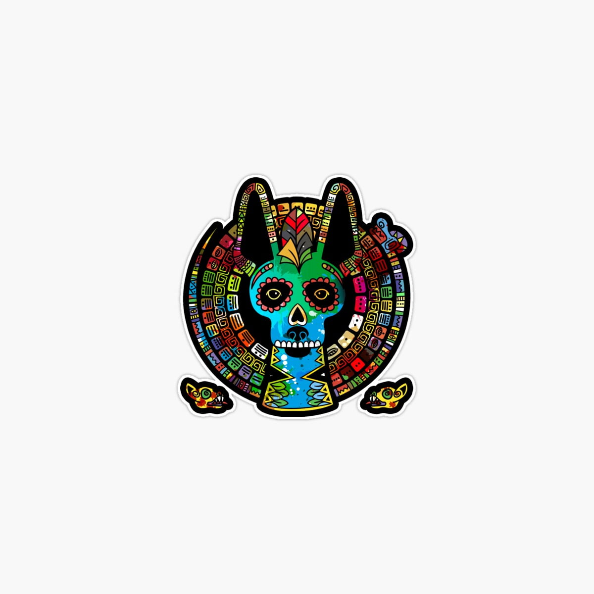 Onim Mexican dog and Mexican skull Sticker - Walmart.com