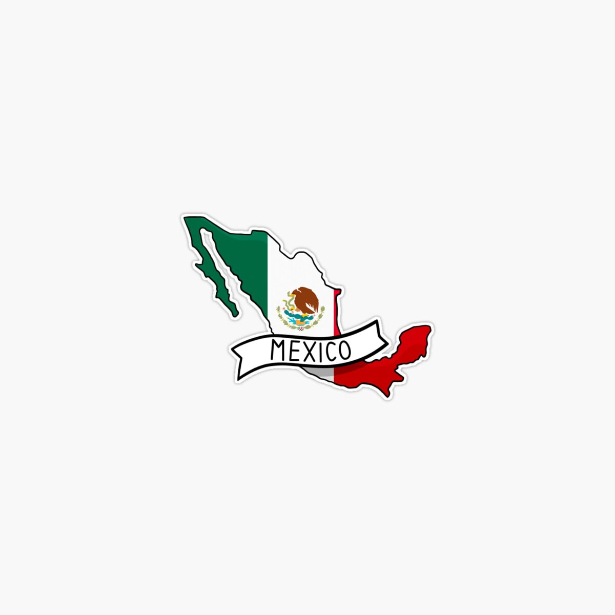 Onim Mexico Flag Map Sticker Sticker, Phone Decal Water Bottle Stickers ...