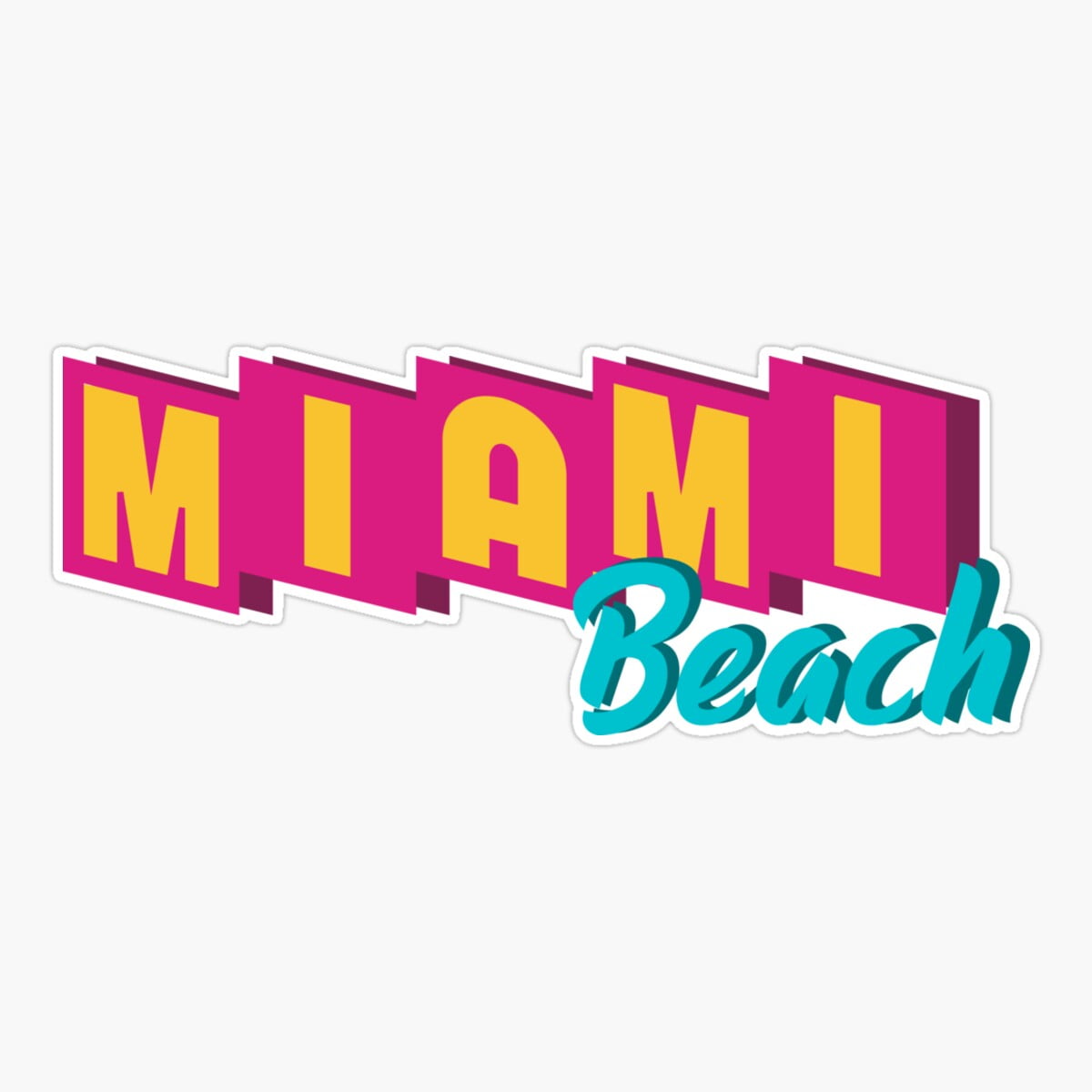 Onim Miami Beach Retro Sign Sticker, Phone Decal Water Bottle Stickers ...