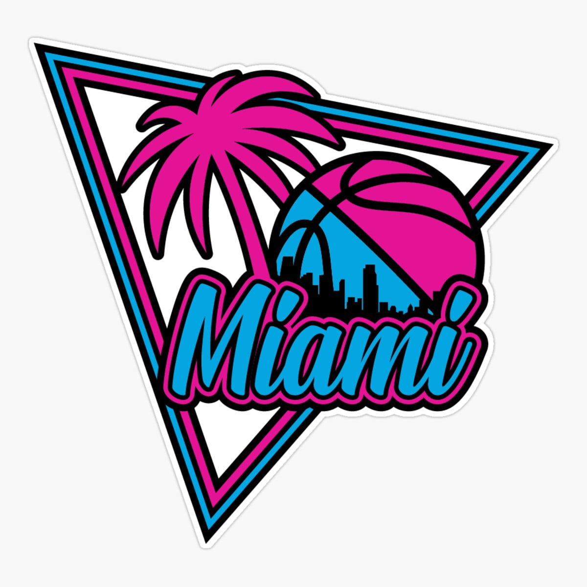 Onim Miami City Basketball Sticker, Phone Decal Water Bottle Stickers ...