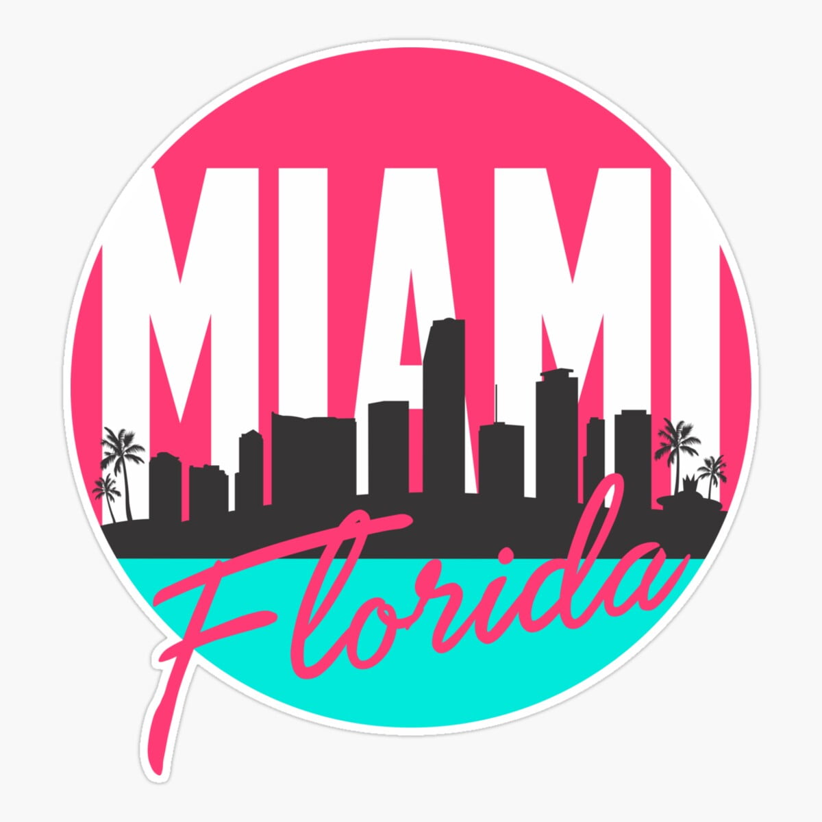 Onim Miami - Florida Sticker, Phone Decal Water Bottle Stickers Car ...