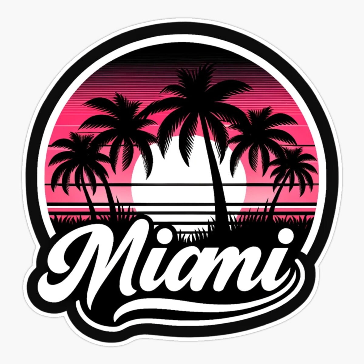 Onim Miami Nightscape Sticker, Phone Decal Water Bottle Stickers Car ...