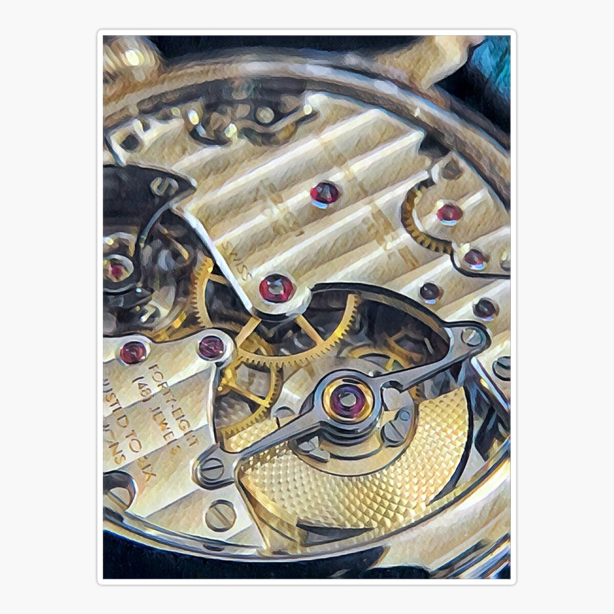 Onim Micro Rotor Wristwatch Movement Sticker, Phone Decal Water Bottle ...