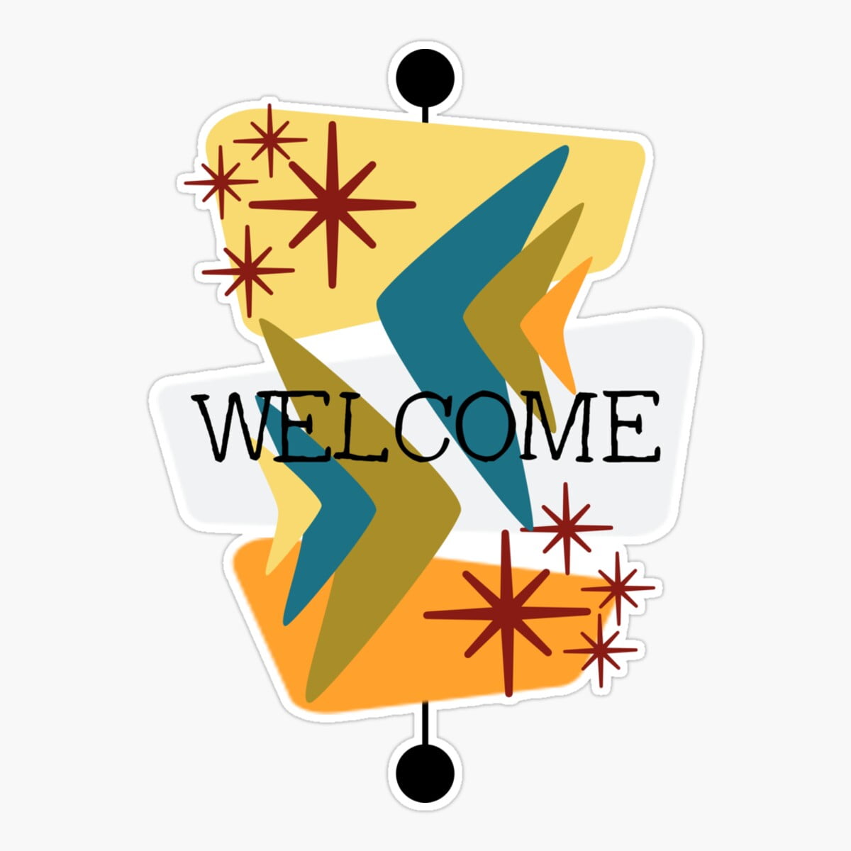 Onim Mid Century Modern Welcome Sticker, Phone Decal Water Bottle ...